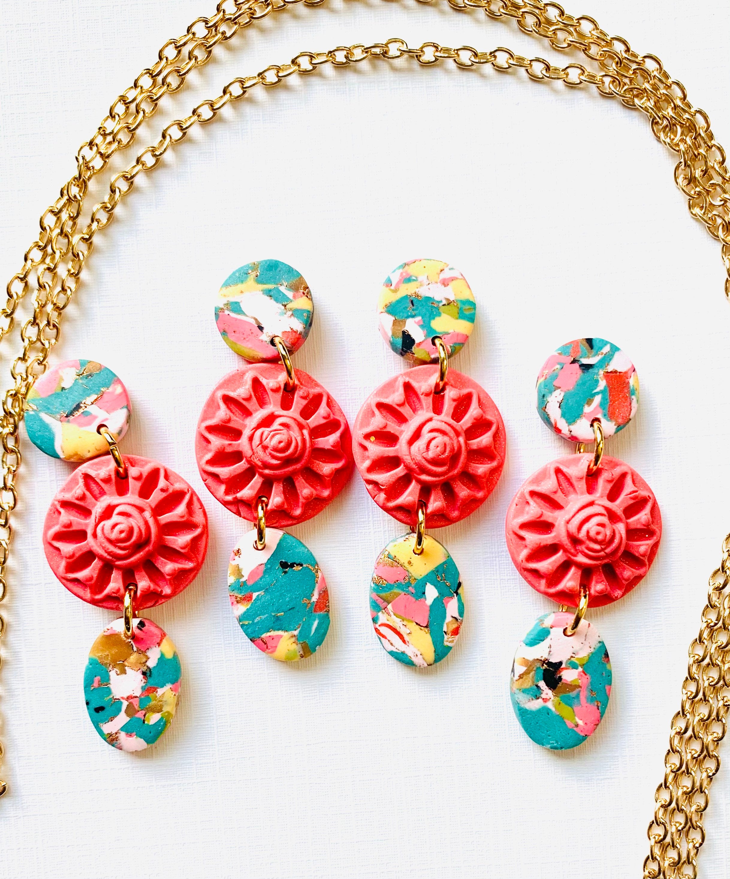 Spring Earrings | Polymer Clay Marble Earrings on Luulla