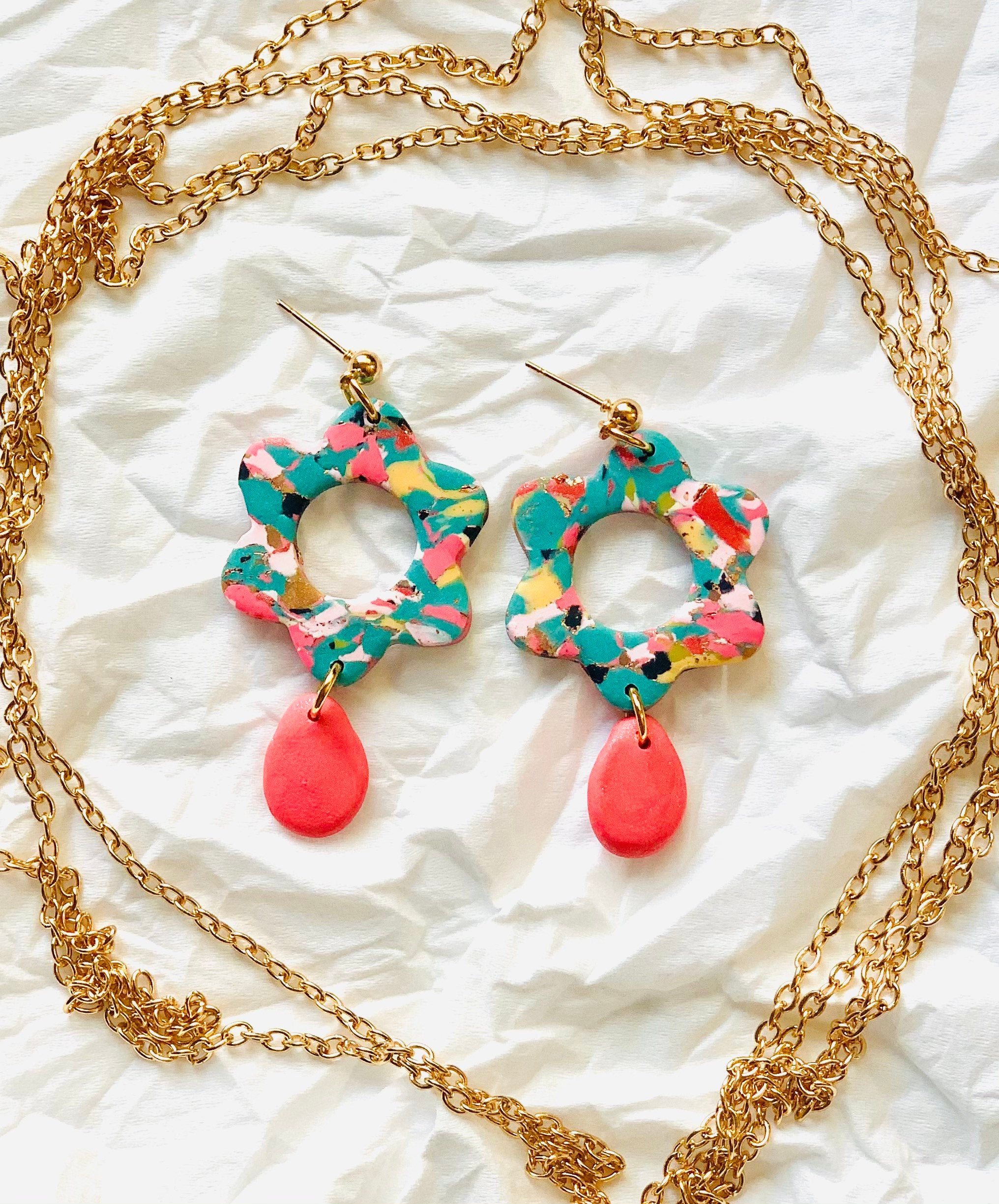 Spring Earrings | Polymer Clay Marble Earrings on Luulla