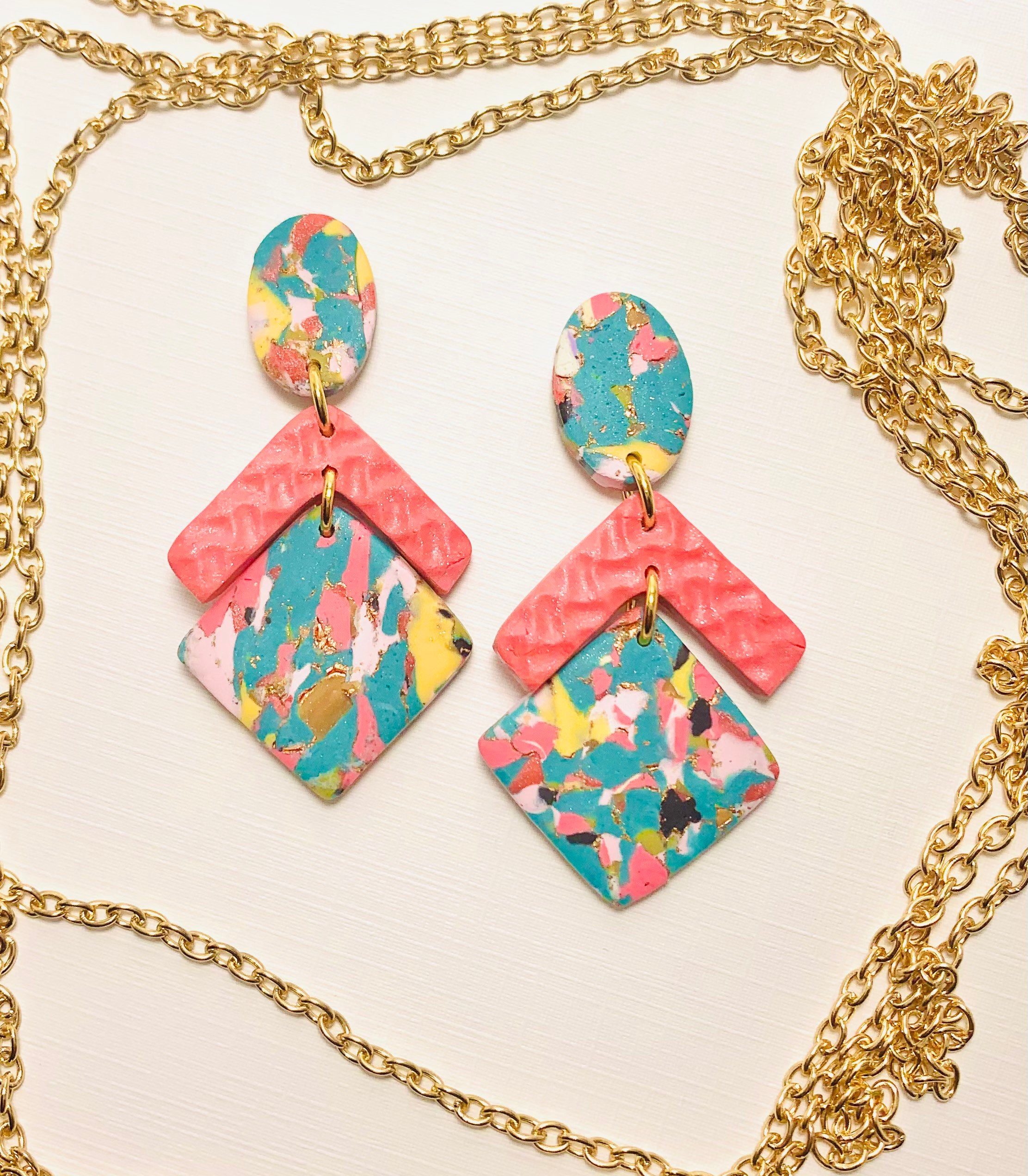 Spring Earrings | Polymer Clay Marble Earrings on Luulla